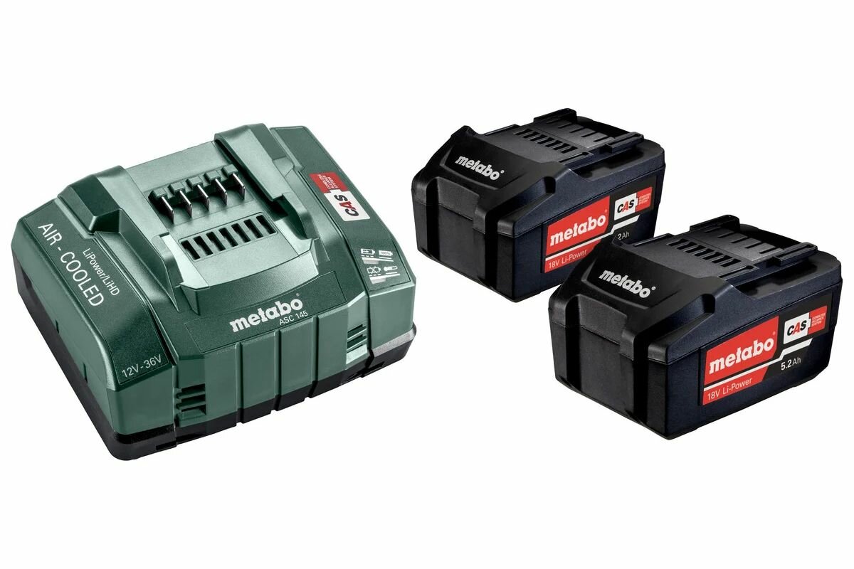 Комплект аккумуляторов Metabo 685048000 3 5.2 Ah с зарядным устройством ASC 145
