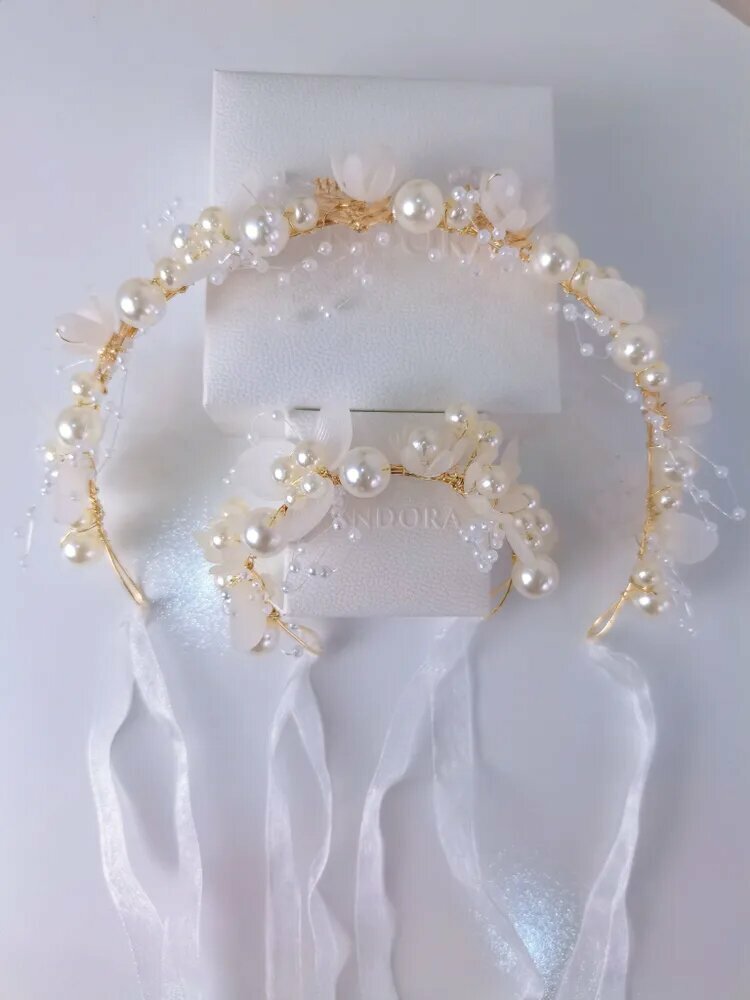 Украшение на голову, запястье, всего 2 штуки, белый цвет