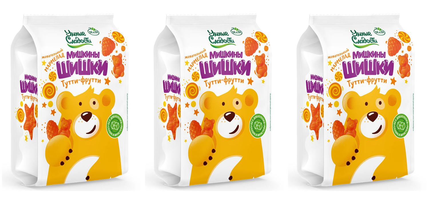 Мармелад жевательный "Умные сладости" Мишкины шишки со вкусом Тутти-Фрутти, детская линейка, 150 г, 3 уп