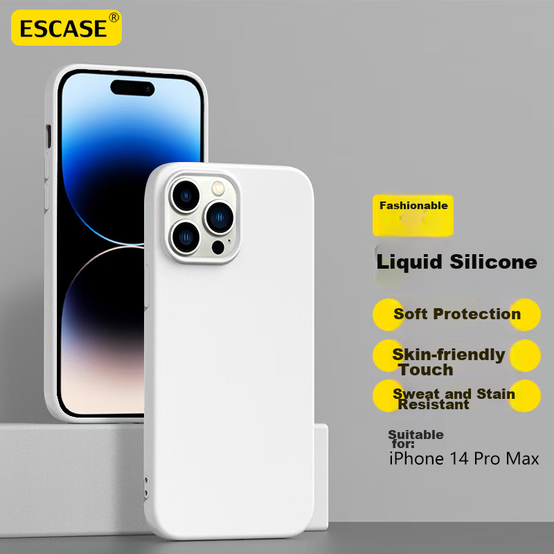 ESCASE IPhone 14 Pro Max Case, Apple 14 Pro Max Liquid Silicone Protective Cover, New Upgraded Full Protection Shockproof Ultra-Thin Soft Case for Men And Women, Jade White SG-01