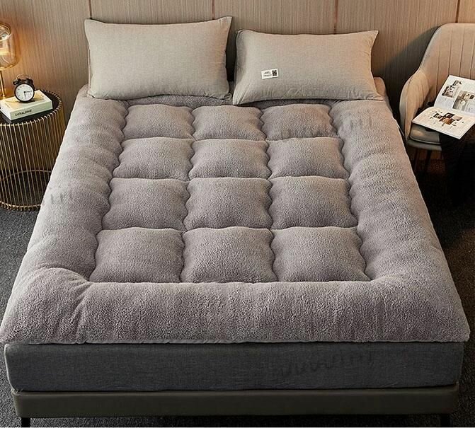 Мягкий беспружинный матрас из шерсти, серый, 200х220 см, комфортный тёплый матрас на диван или кровать, зимний анатомический топпер для дома и дачи