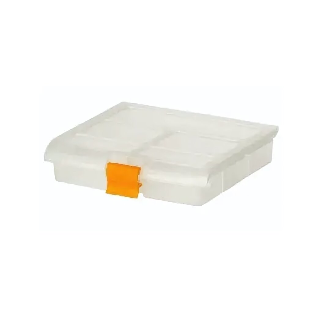 Органайзер прозрачный с 4 отсеками, пластик, размер 14.4x14.4x3.6см, для хранения мелочей