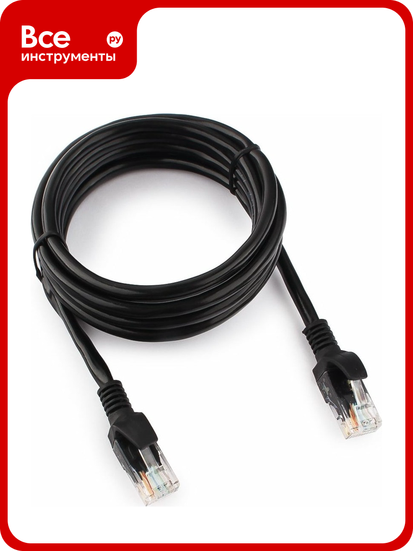 Патч-корд Cablexpert UTP кат.5e, 2м, литой, многожильный чёрный PP12-2M/BK