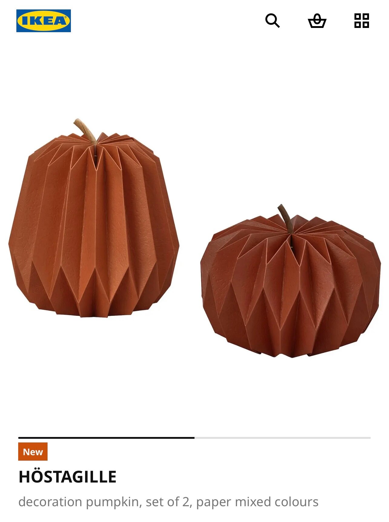 Декорация для дома тыква HÖSTAGILLE IKEA, набор из 2 шт, бумага разных цветов