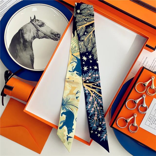 100% шелк, высококачественные роскошные брендовые товары, шарф, Женская повязка на голову, декоративный платок из нитей, галстук из ленты, шейный платок, узкие шарфы