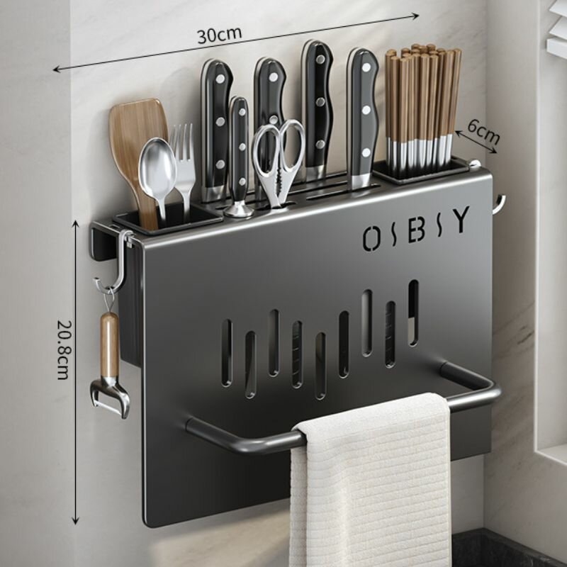 Полка на рейлинг многофункциональный углеродистая сталь Поместите держатель палочки для еды на разделочную доску для кухонного ножа