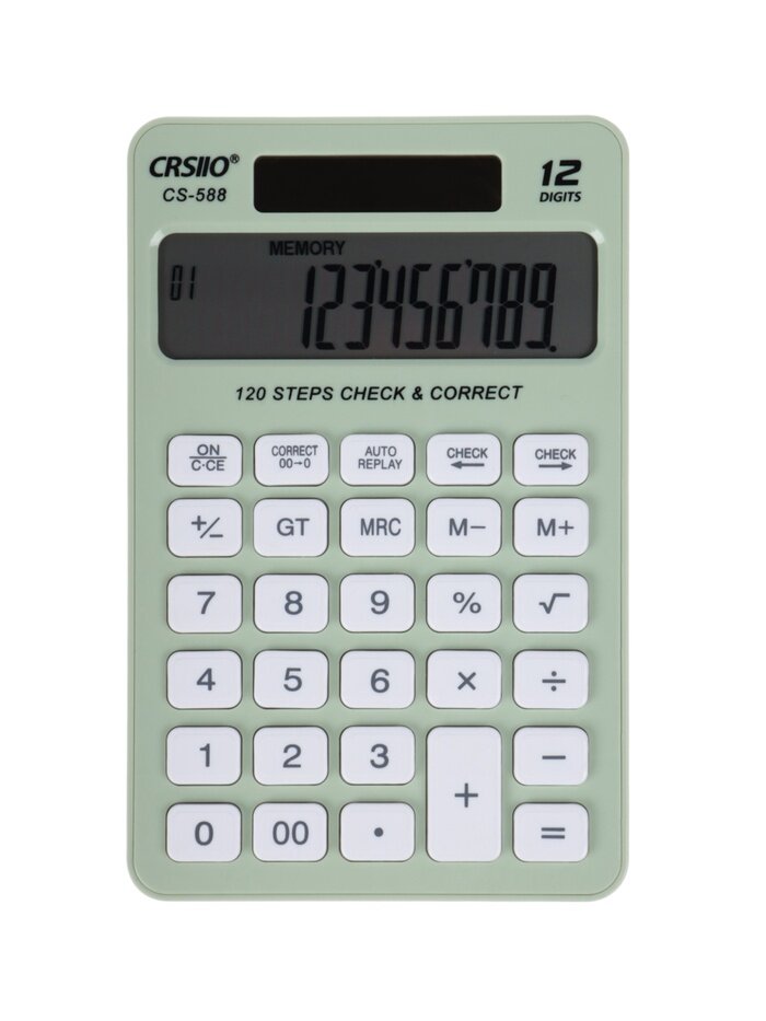 Калькулятор настольный 12-разрядный CS-588, корпус зеленый