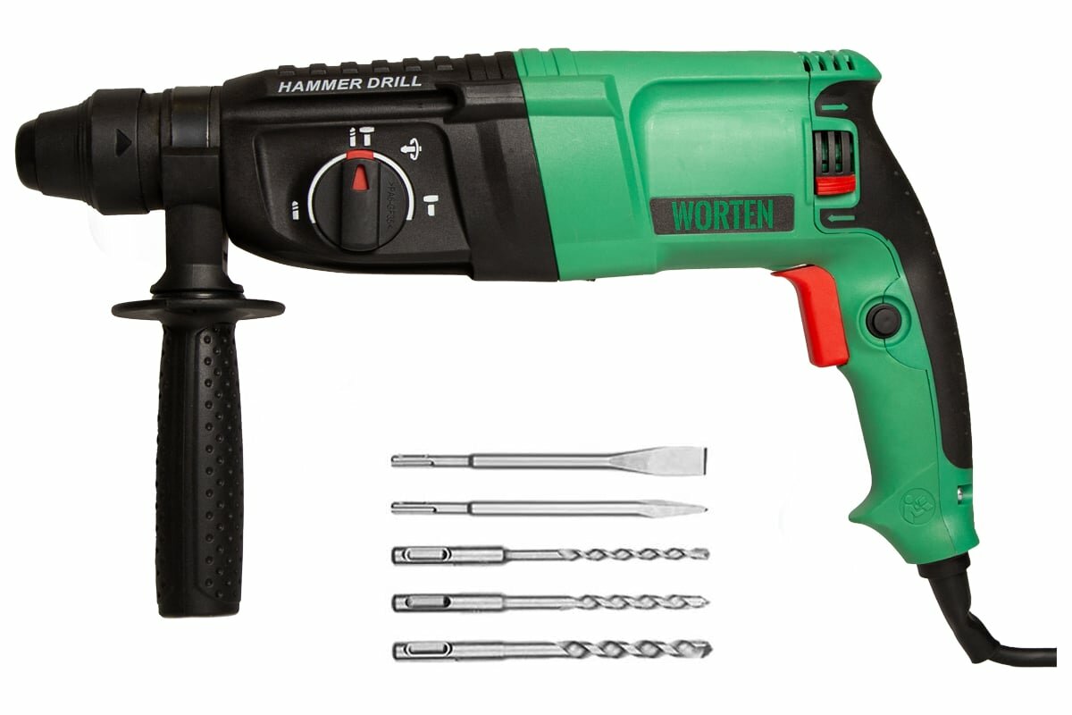 Перфоратор WORTEN SDS-plus, сетевой, 870W с набором 5 буров КА-90000340