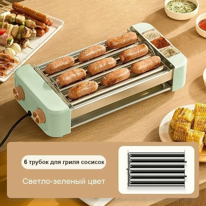 Сосиски гриль, выпечка для колбас, бытовая, маленькая, полностью автоматическая машина для хот-догов, 6 нагревательных трубок