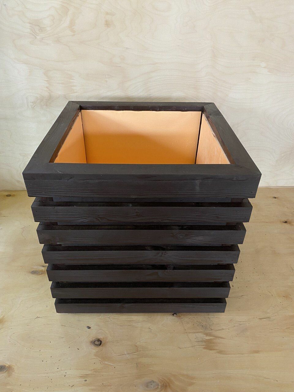Деревянный ящик/кашпо для растений для улицы и дома 60х60х60 см с утеплителем (палисандр)