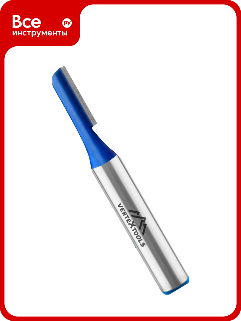 Фреза пазовая прямая с одним лезвием хв-к 6 мм, d-4 мм, h-13 мм, l-55 мм vertextools 3500-061304, сталь