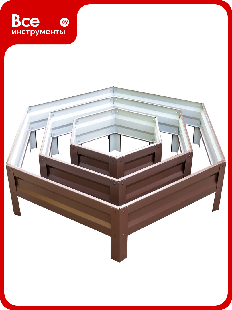 Оцинкованная трехъярусная клумба-горка с полимерным покрытием, ООО, ООО «ТД «каскад» коричневая ктгк, сборно-разборная