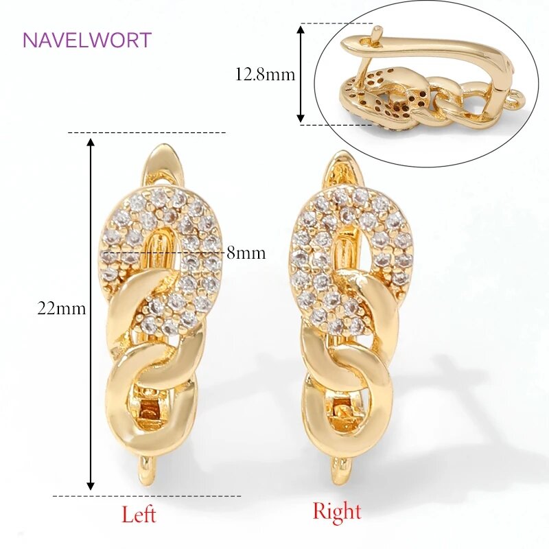 Серьги-клипсы NAVELWORT, 18K Gold Plated, 22x12.8 мм, 4 шт