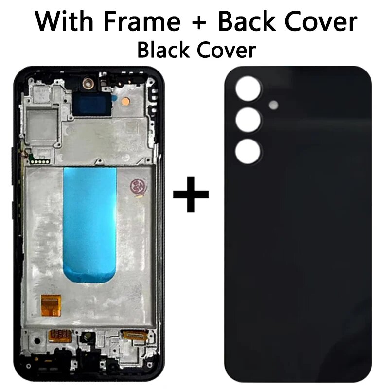 Super AMOLED для Samsung A54 5G A546B ЖК-дисплей с цифровым преобразователем сенсорного экрана в сборе для Samsung A546E A546U ЖК-дисплей с рамкой Frame Black Cover