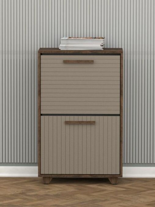 Обувница для прихожей Копенгаген 2 ящика Дуб Самдал / Мускатный орех (12 Стульев)