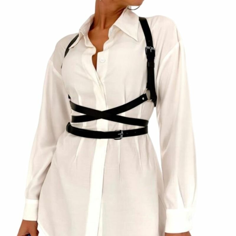 Кожаный корсет-хамелеон с ремнями