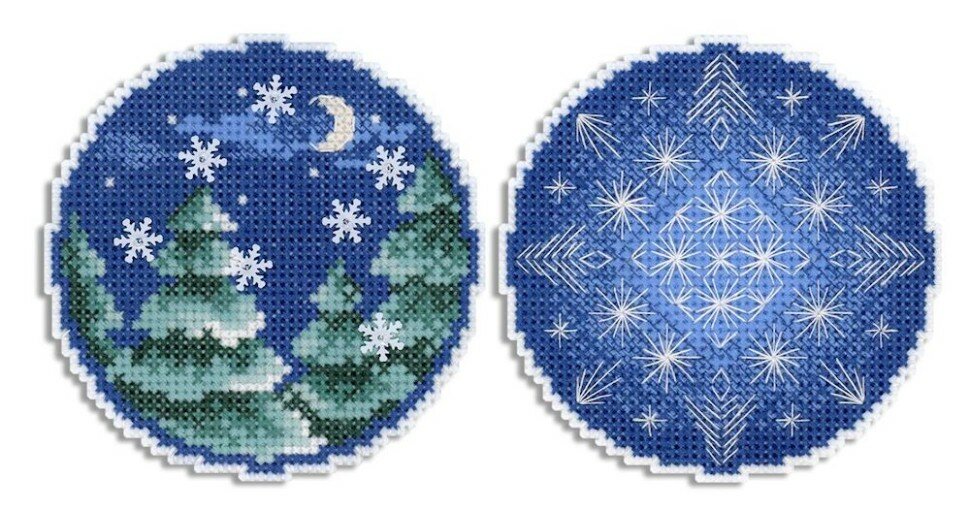 Набор для вышивания Жар-Птица #Р-1124 Новогодний шар с узорами, Счетный крест, 9 х 9 см