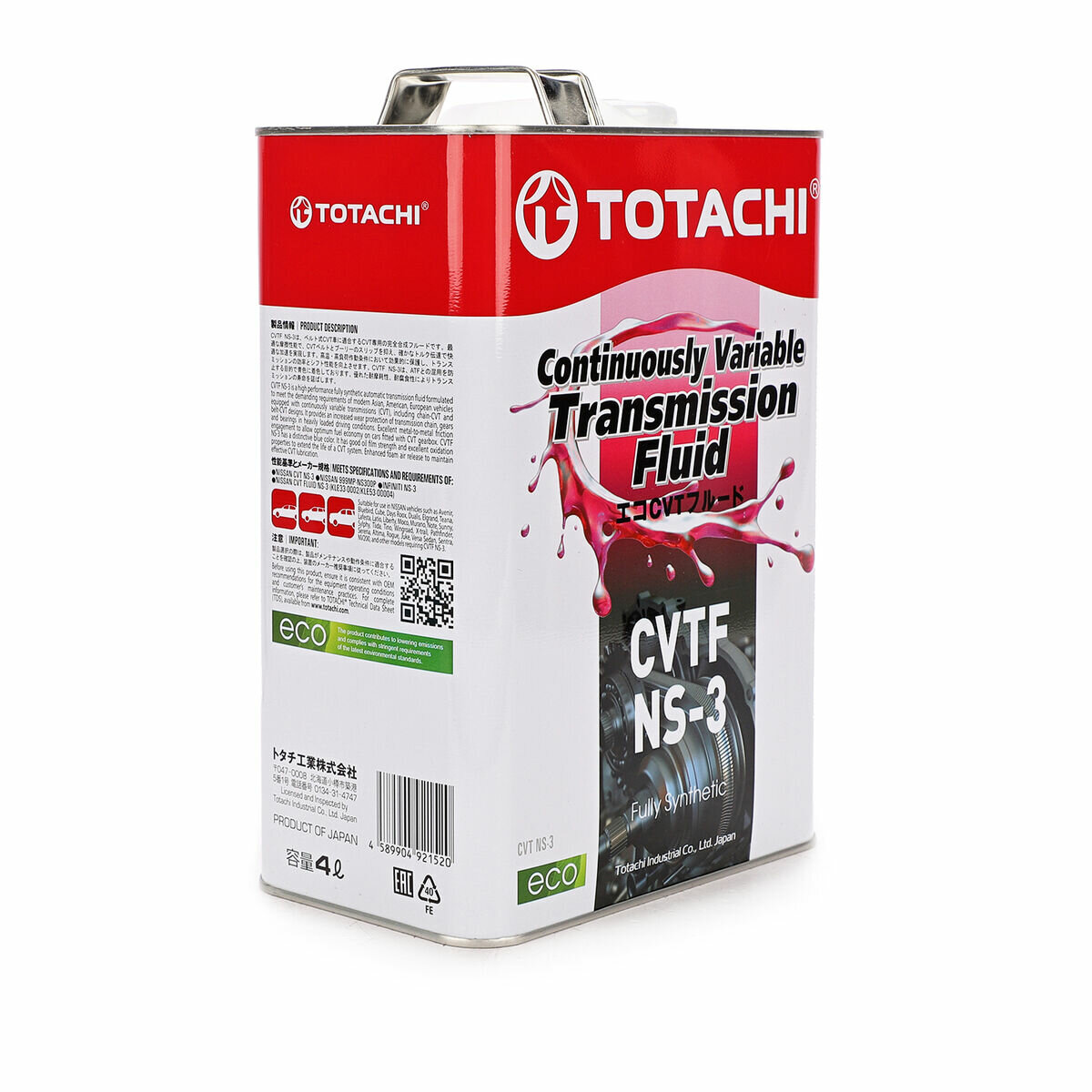 Жидкость Для Вариатора Totachi Cvtf Ns-3 Синт. 4Л(Totachi 21104)
