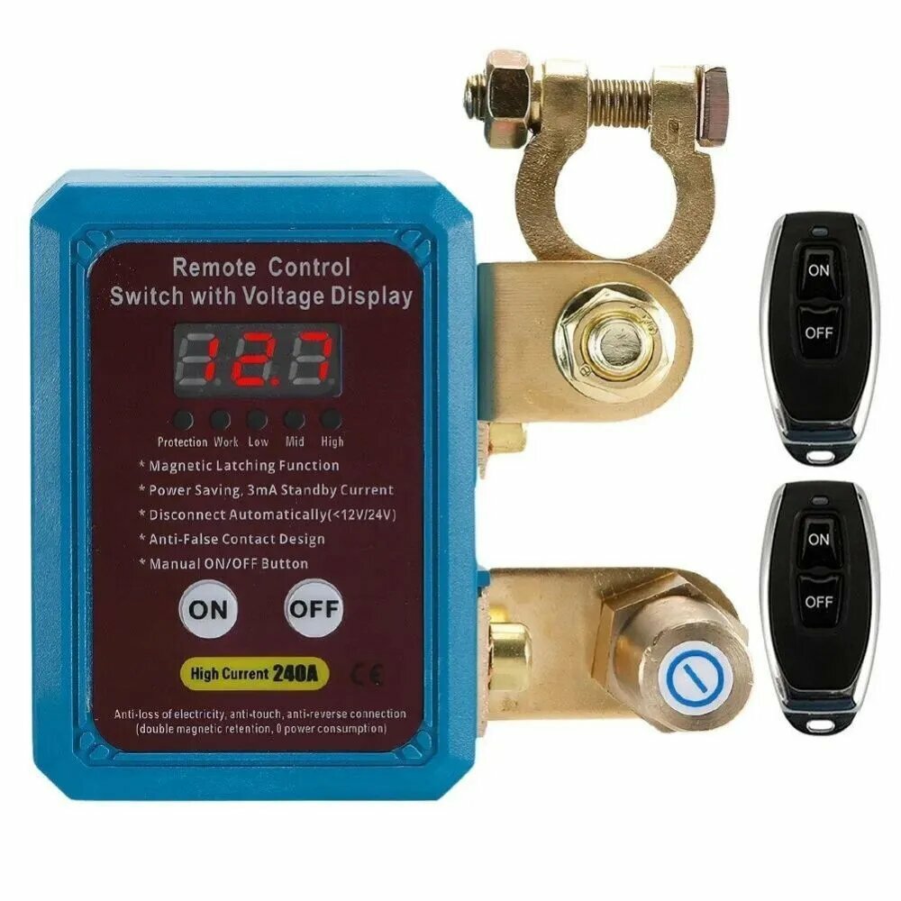 Выключатель массы, с дистанционным управлением, с дисплеем, синий, 2 пульта