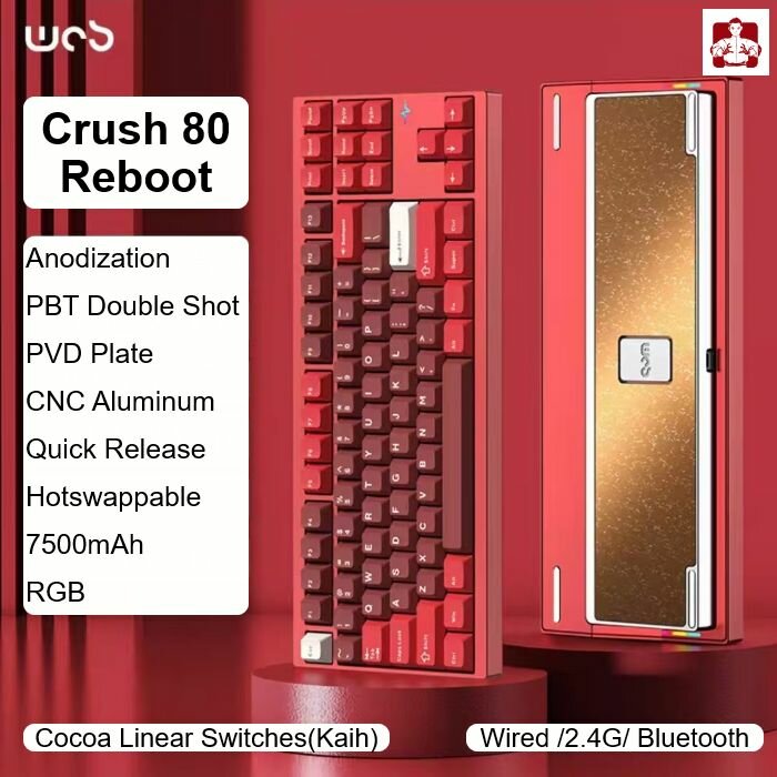 Клавиатура WOB Crush 80 Reboot, Maple Red/Anodization/PBT Double Shot Keycaps