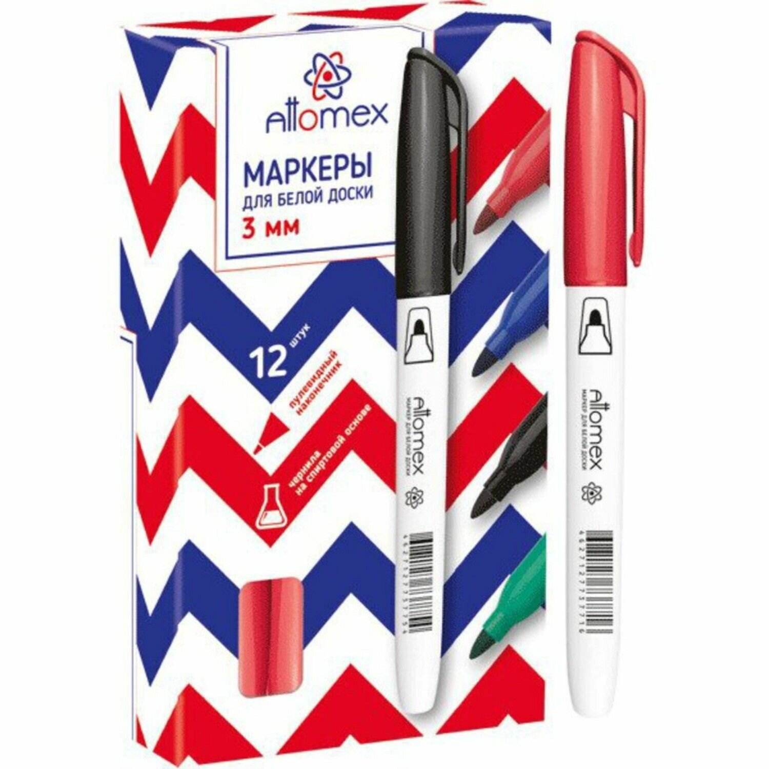 Маркер для белой доски 4,0мм. красный. Комплект из 12 маркеров