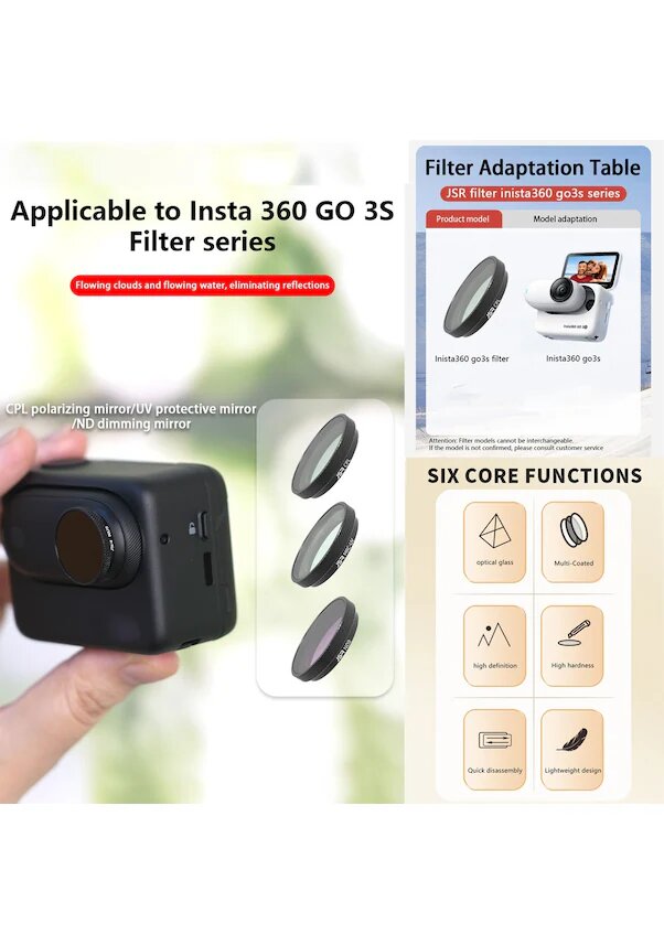 Фильтр для объектива камеры Insta360 Go 3s Junestar: 2 в 1, УФ-черный