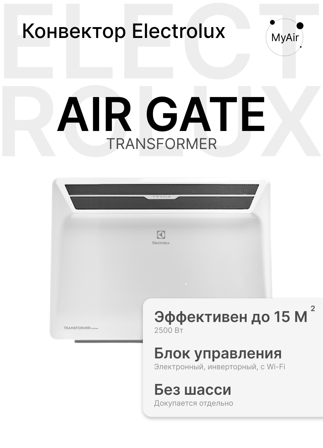 Комплект Electrolux Air Gate Transformer с блоком управления ECH/AG2-1000 T-TUI4 (инверторный)