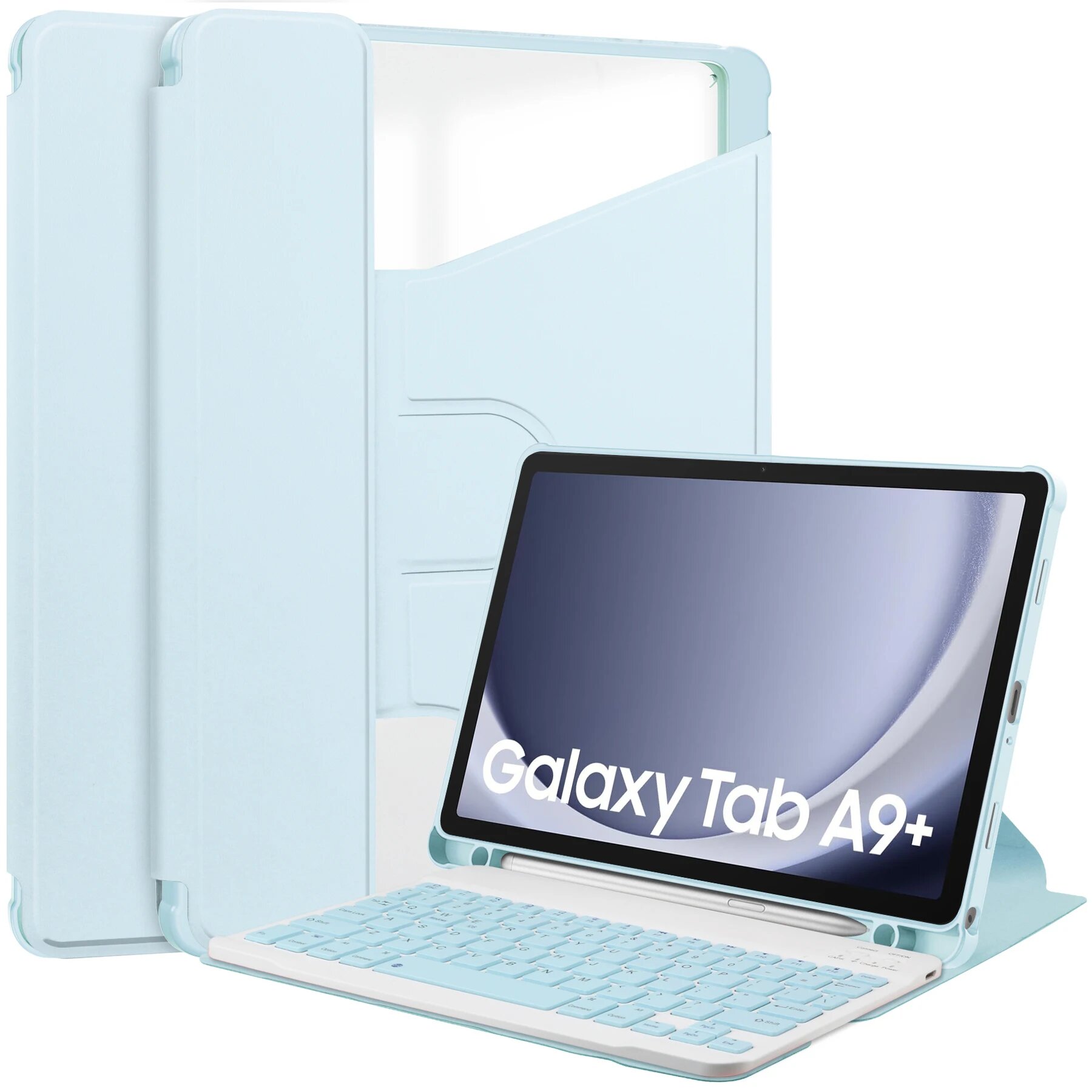 Чехол с беспроводной клавиатурой для Samsung Galaxy Tab A9 Plus 11" Sky Blue