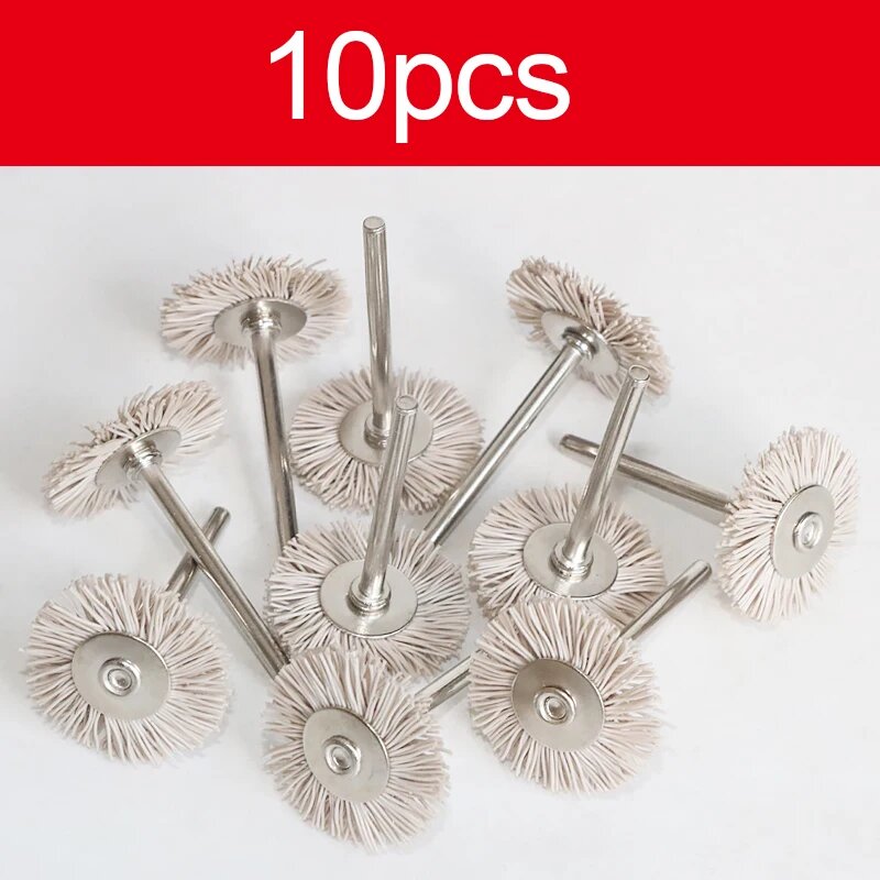 10 шт, комплект из радиальной щетины, абразивная проволочная щетка, 1/8 дюйма, 3 мм, хвостовик, полировальное колесо для вращающихся инструментов Dremel, аксессуары 10pcs