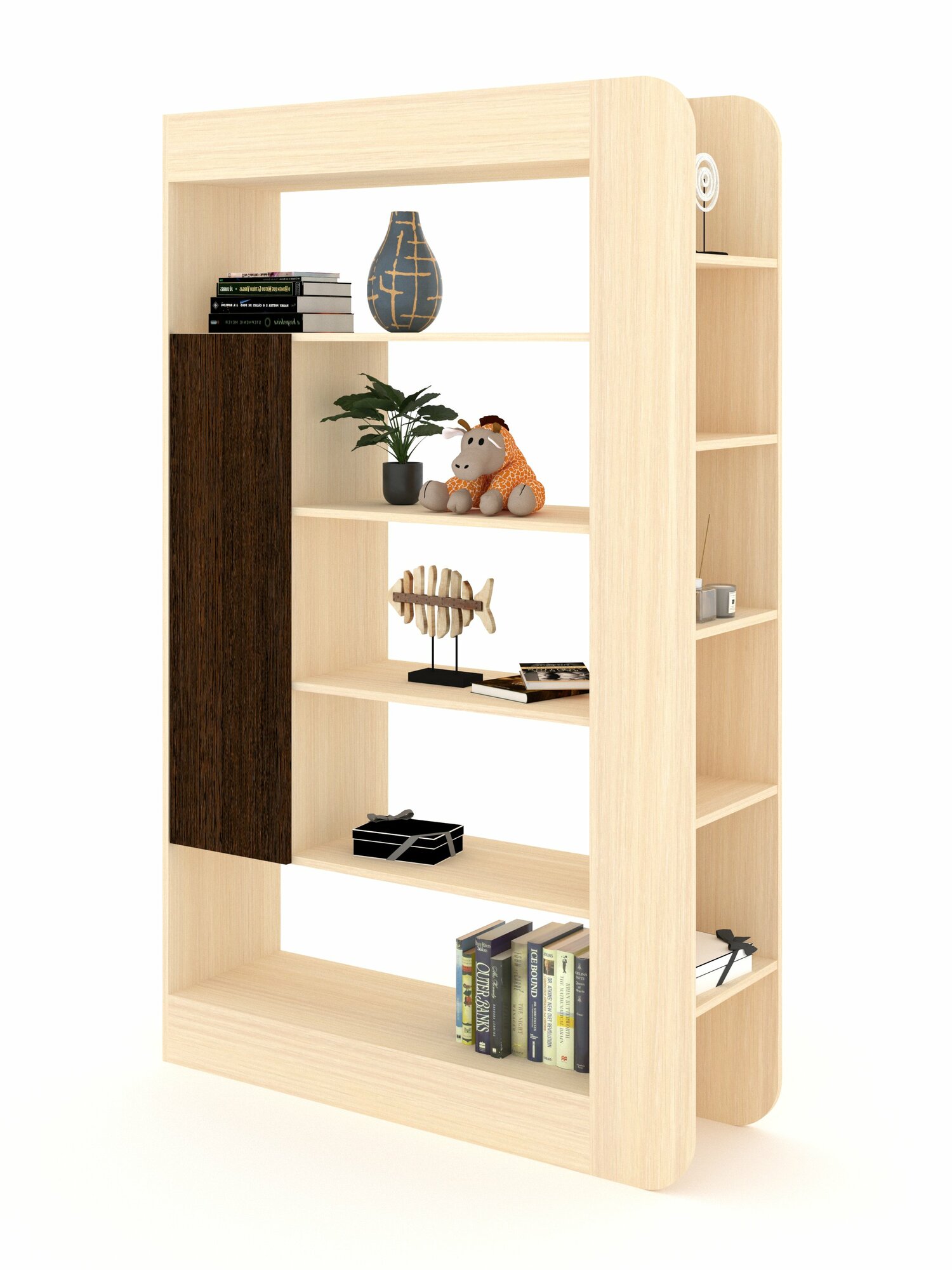 Есэндвич Альт Лаворо Стеллаж, перегородка для зонирования 120х190х35 см (Выбеленный Дуб/Венге)