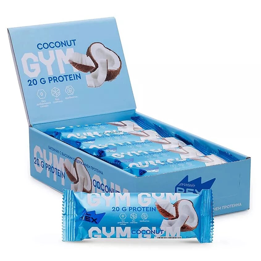Протеиновый батончик без сахара ProteinRex 60г*15шт. (кокос)