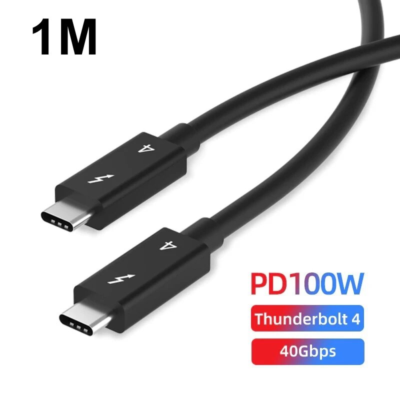 Кабель ACASIS Thunderbolt 4, 40 Гбит/с, передача данных, 100 Вт, зарядка, 8K, дисплей, видео, совместим с портом Thunderbolt 3/4/USB4/Type-C 100CM Cable