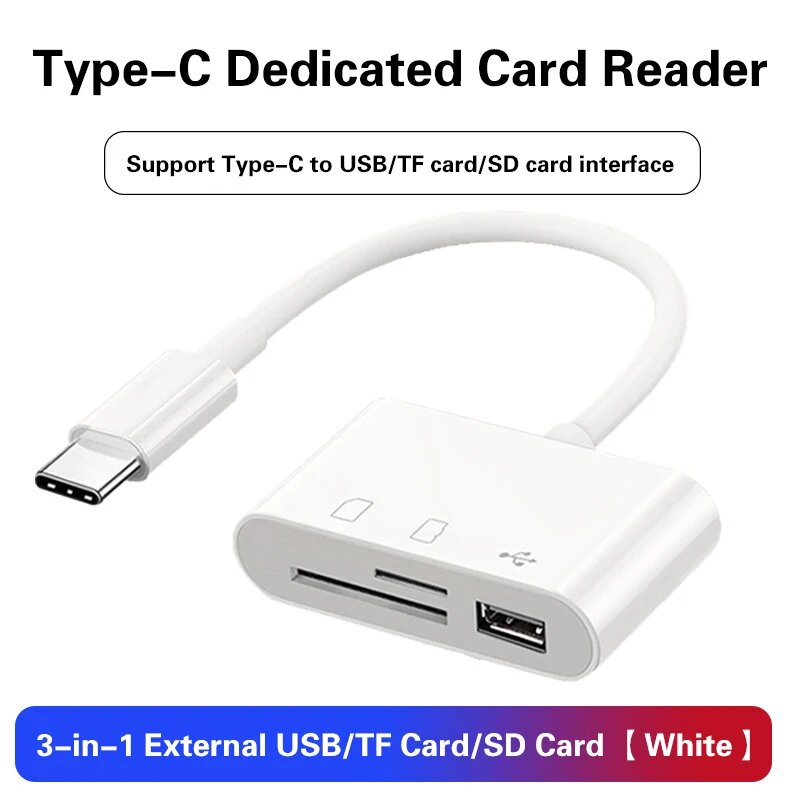 USB Type C адаптер концентратор 3 в 1 Type C к TF CF SD кардридер USB конвертер адаптер для телефона Macbook Huawei Samsung Xiomi, White type c
