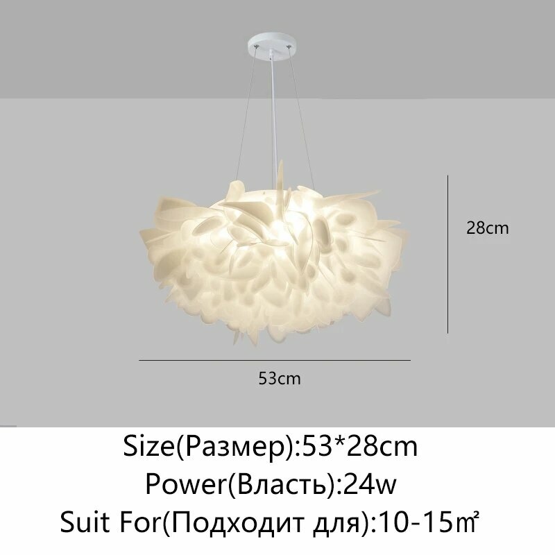 Подвесной светильник KAGU с лепестками, теплый/холодный белый свет, Pandant-53cm, Warm white, Белый