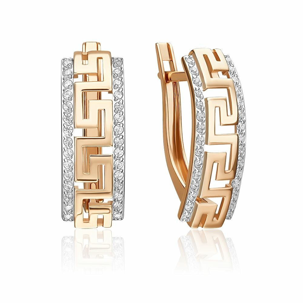 Серьги, красное золото, 585 проба, фианит
