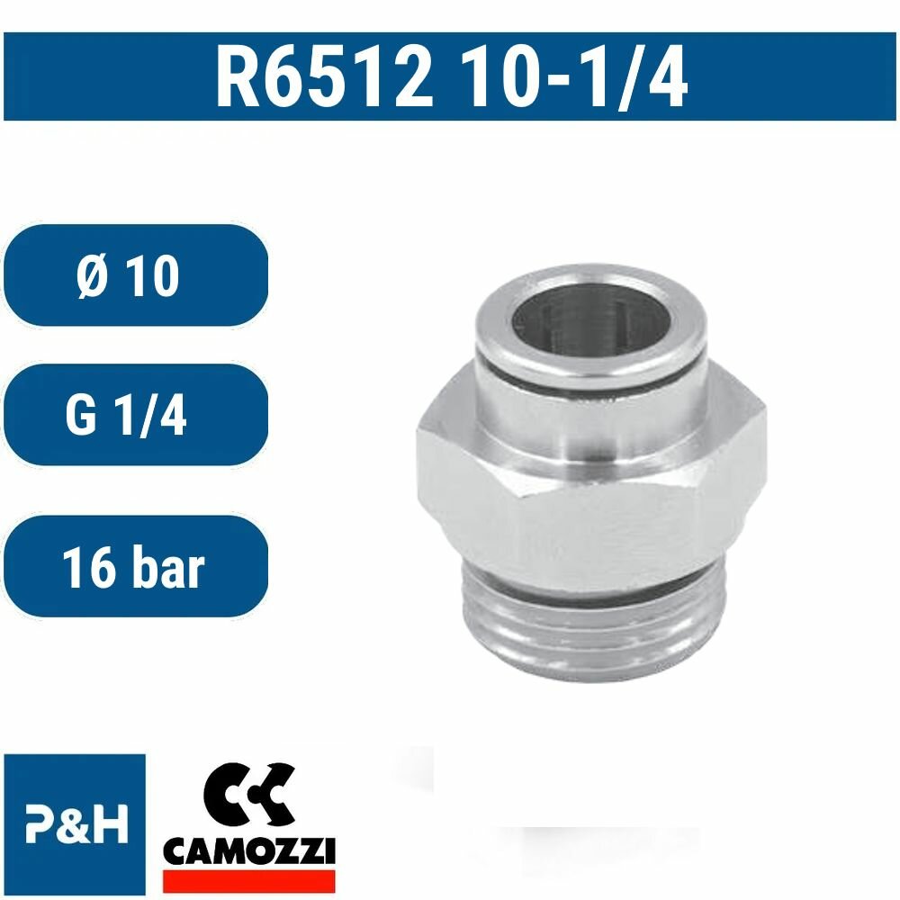 Фитинг цанговый прямой R6512 10-1/4 Camozzi