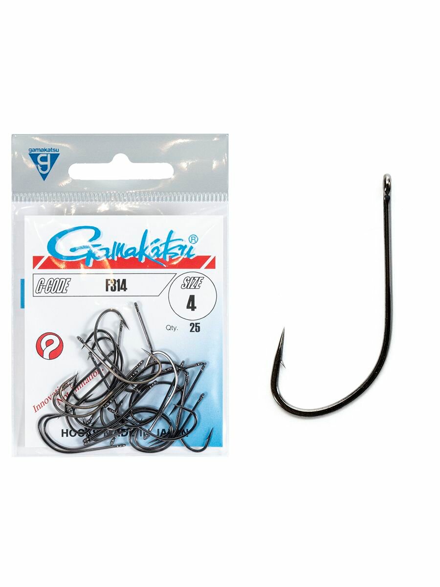 Крючки Gamakatsu F314 HOOKS BLACK размер 04 (упк.25шт.)