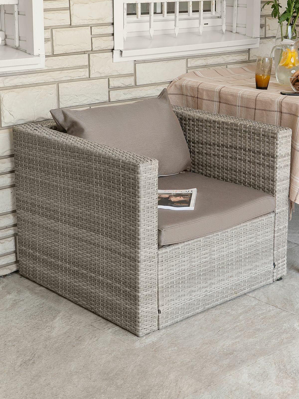 Кресло из искусственного ротанга Гардини (Gardini Chair), серый меланж