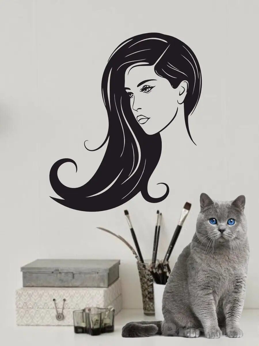Наклейка на стену для декора интерьерная Силуэт девушки