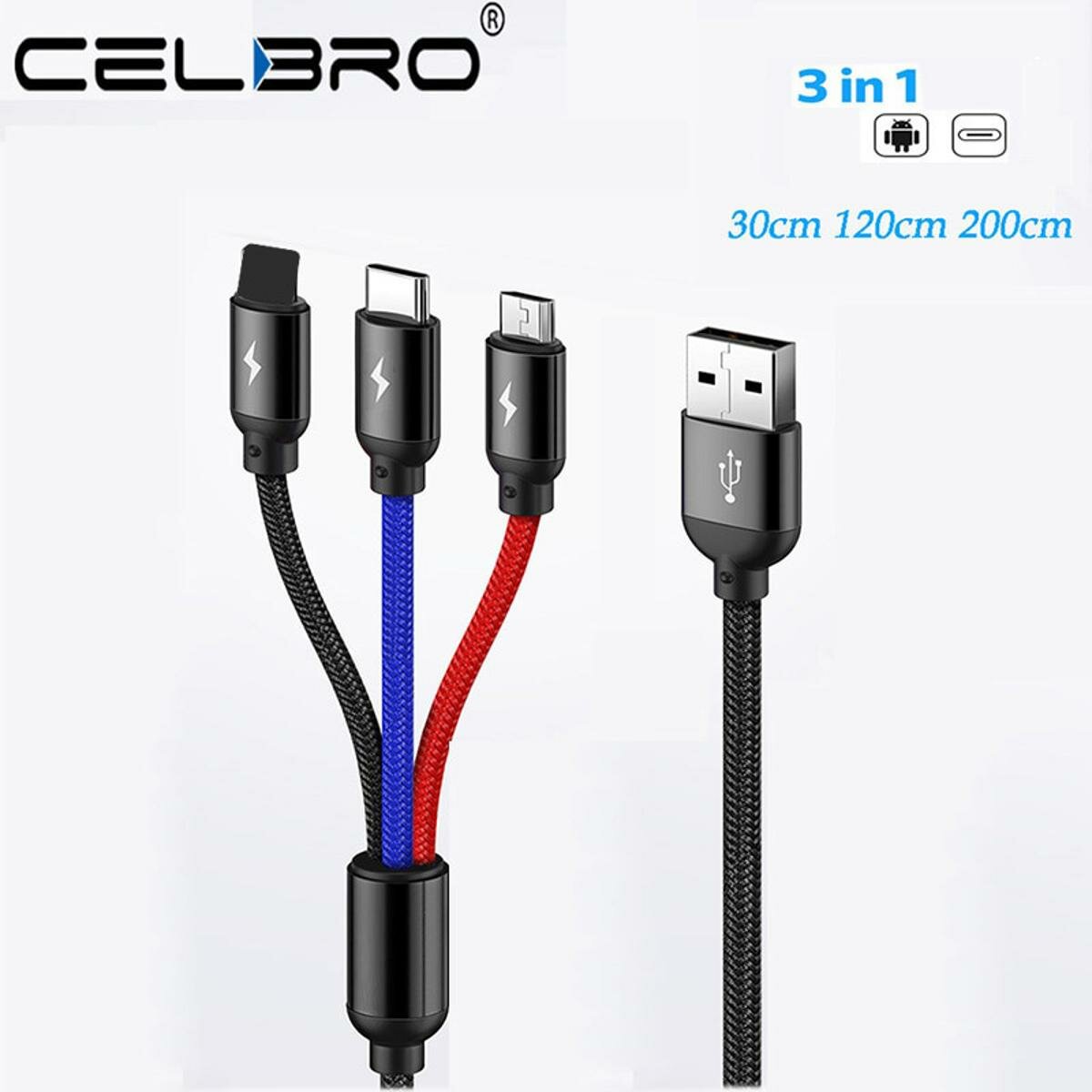 Кабель Multi USB Type C, 2 метра, короткий кабель Micro Usb C, многоразовый кабель для зарядки USB для Samsung S20 Ultra, 20 проводов для зарядки, 2 м