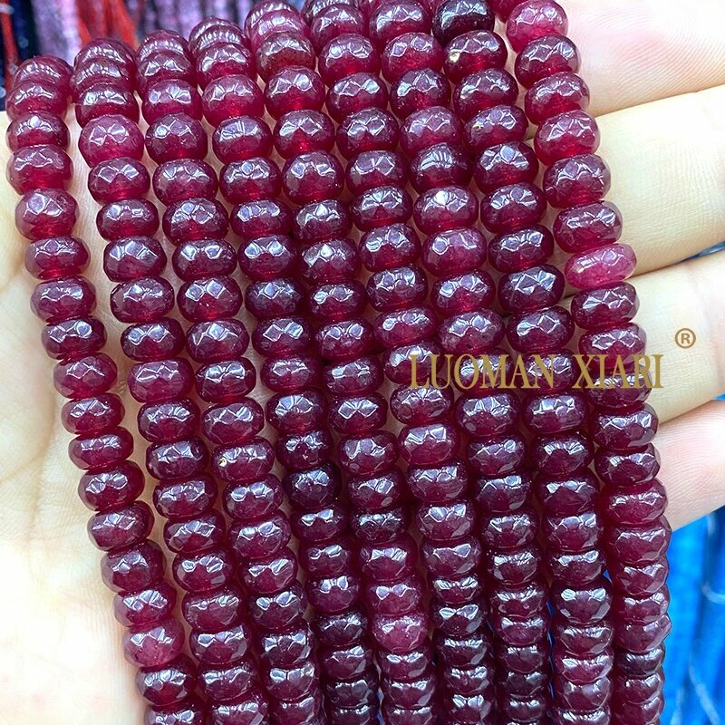 Рубиново-красные халцедоновые бусины LUOMAN XIARI 5-5,5х8-8,5 мм 5x8mm 72-75pcs