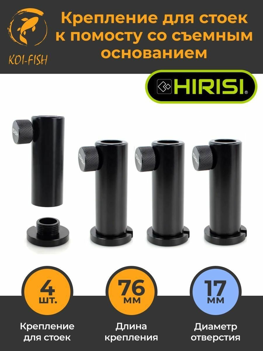 Крепление стойки к помосту и понтону (SST065 4шт) со съёмным основанием. Внутренний диаметр 17мм. Стакан, Якорь, Фиксатор стоек