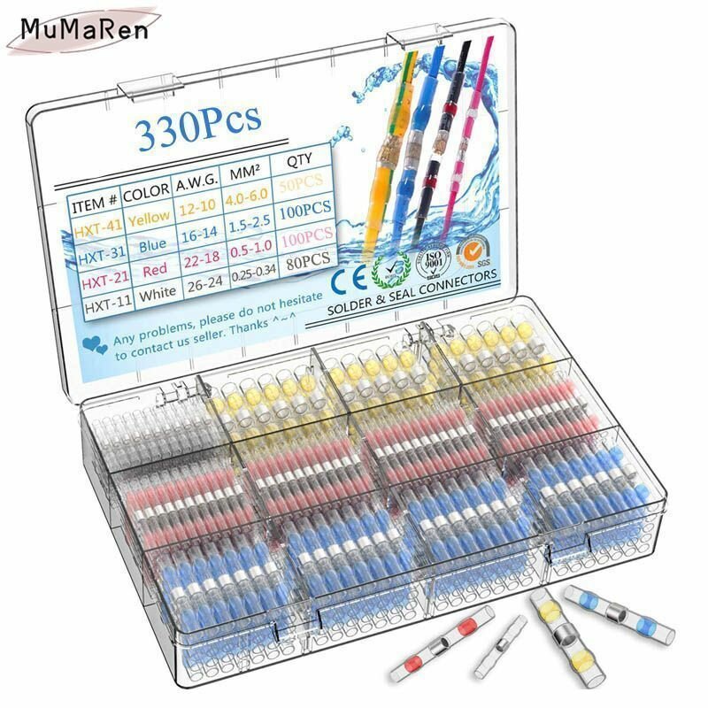 330 штук термоусадочное кольцо с припоем, IP67 водонепроницаемый соединитель, термоусадочный герметичный контакт