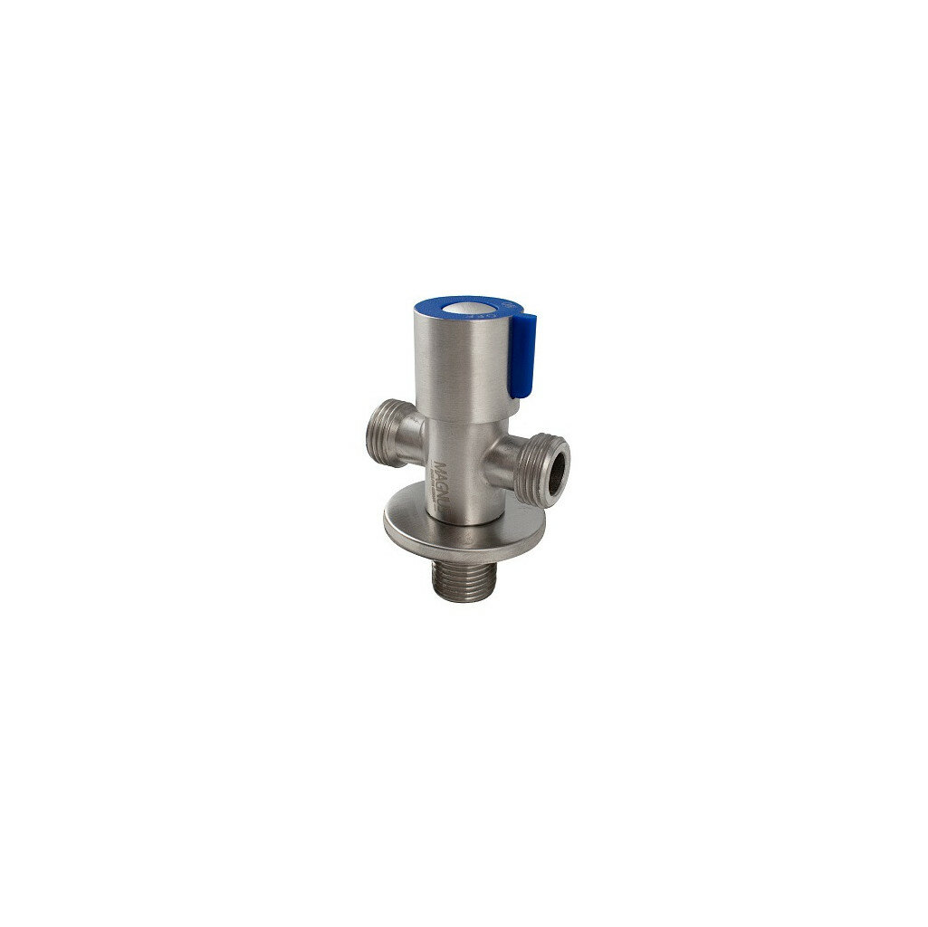Кран угловой из нержавеющей стали 1/2"х1/2х1/2", с двойным подключением воды