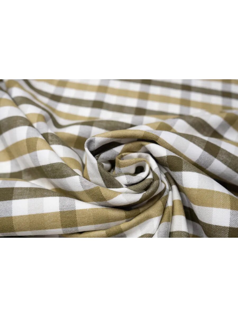 Ткань Хлопок в клетку оливковую