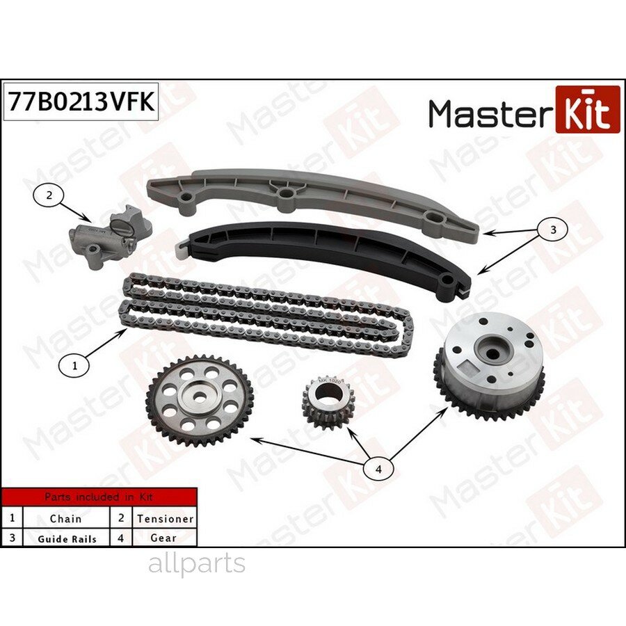 MASTERKIT 77B0213VFK Комплект цепи ГРМ Skoda Rapid/Octavia 1.4 TFSI CAXA 14-