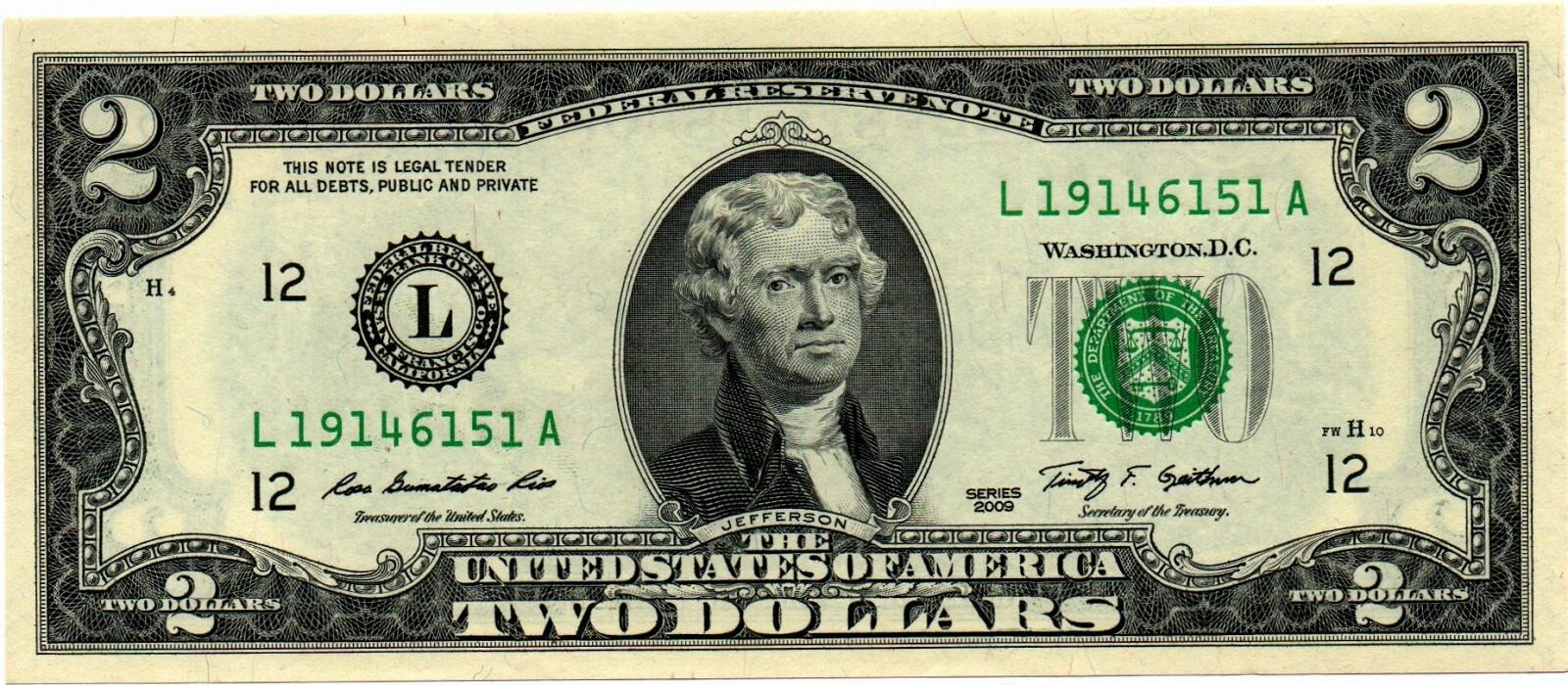 2 доллара 2009 год США 1914 61 51