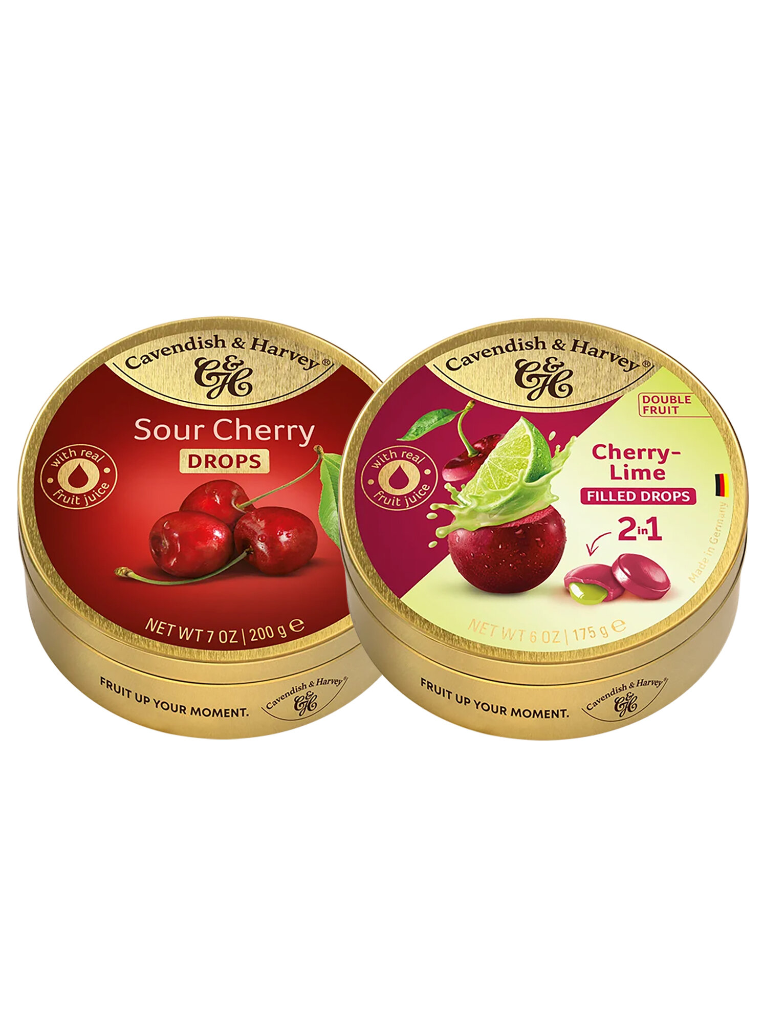 Леденцы Cavendish & Harvey набор (Вишня + Вишня и Лайм с жидким центром), 175г х 2шт