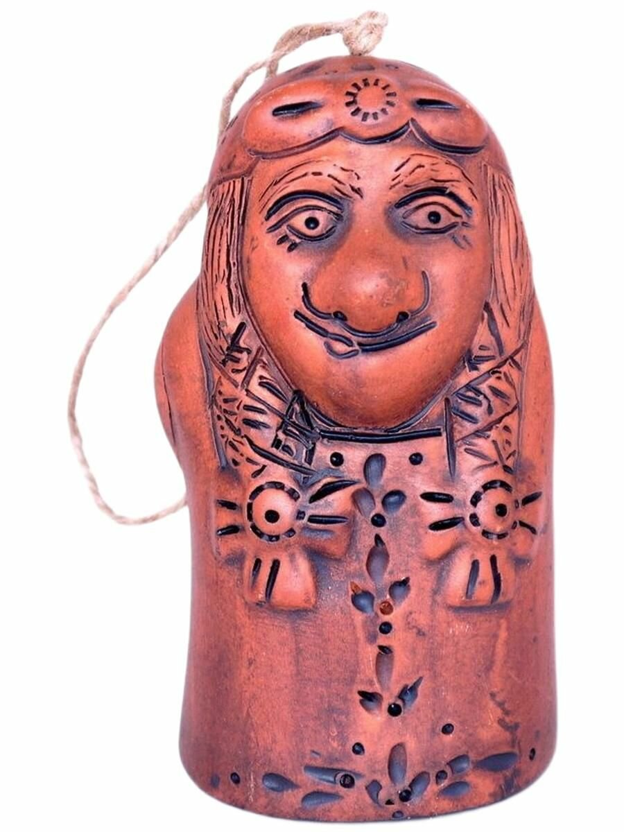 Сувенир керамический, Колокольчик "Баба Яга", ручная работа