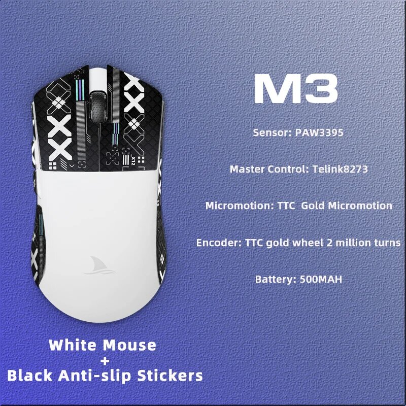 Беспроводная игровая мышь Motospeed Darmoshark M3 Bluetooth，Трехрежимное соединение，Бесплатные противоскользящие наклейки